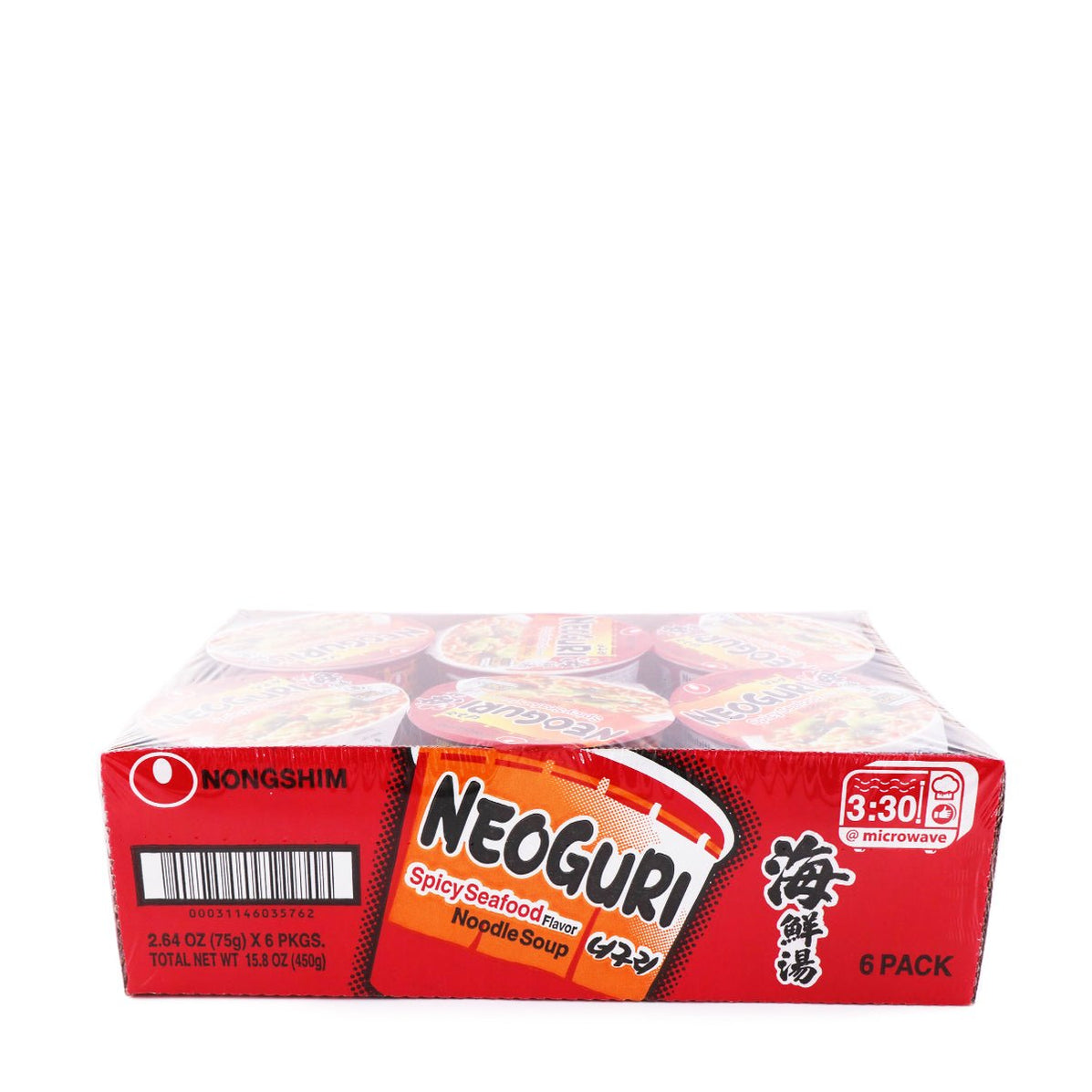 Nongshim Neoguri Noodle Soup Spicy Seafood Flavor Bowl 75g X 6P, 450g ...