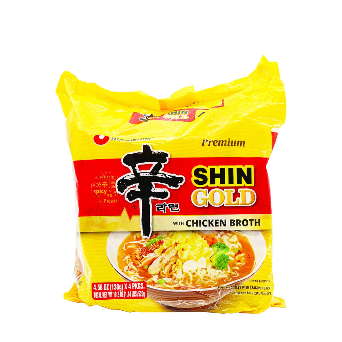 Nongshim Premium Shin Gold with Chicken Broth Ramen Multi 4.58oz x 4 ...