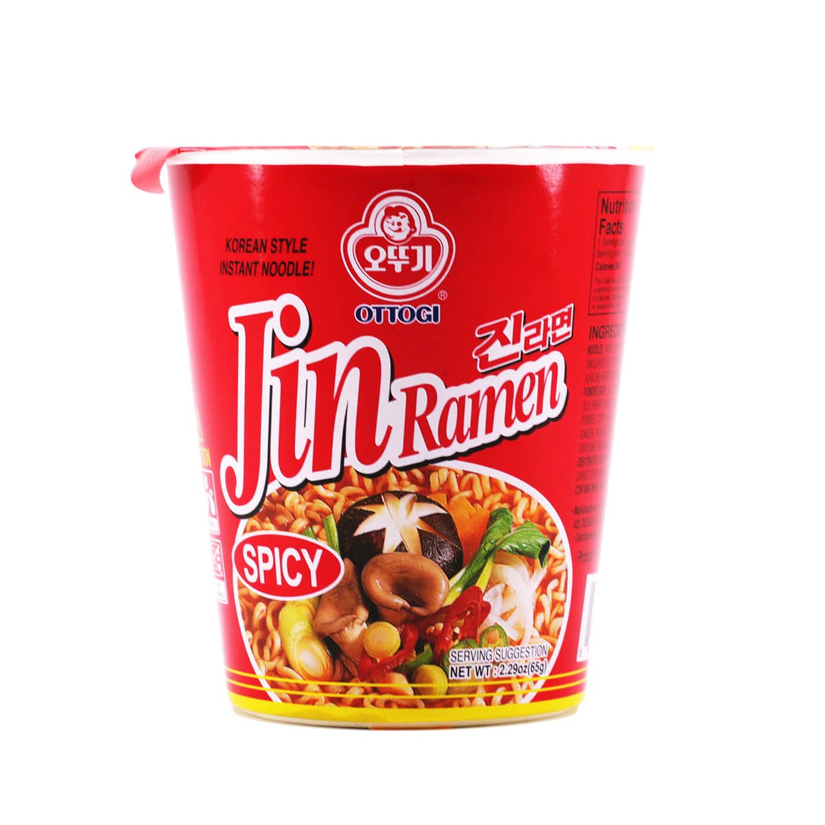 Ottogi Korean Style Instant Noodle Jin Ramen Spicy (Small Cup) 2.29oz ...
